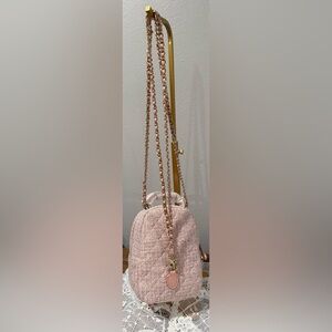 Unbranded | Bags | Chanel Makeup Pink Tweed Mini Backpack Cosmetic Bag ...
